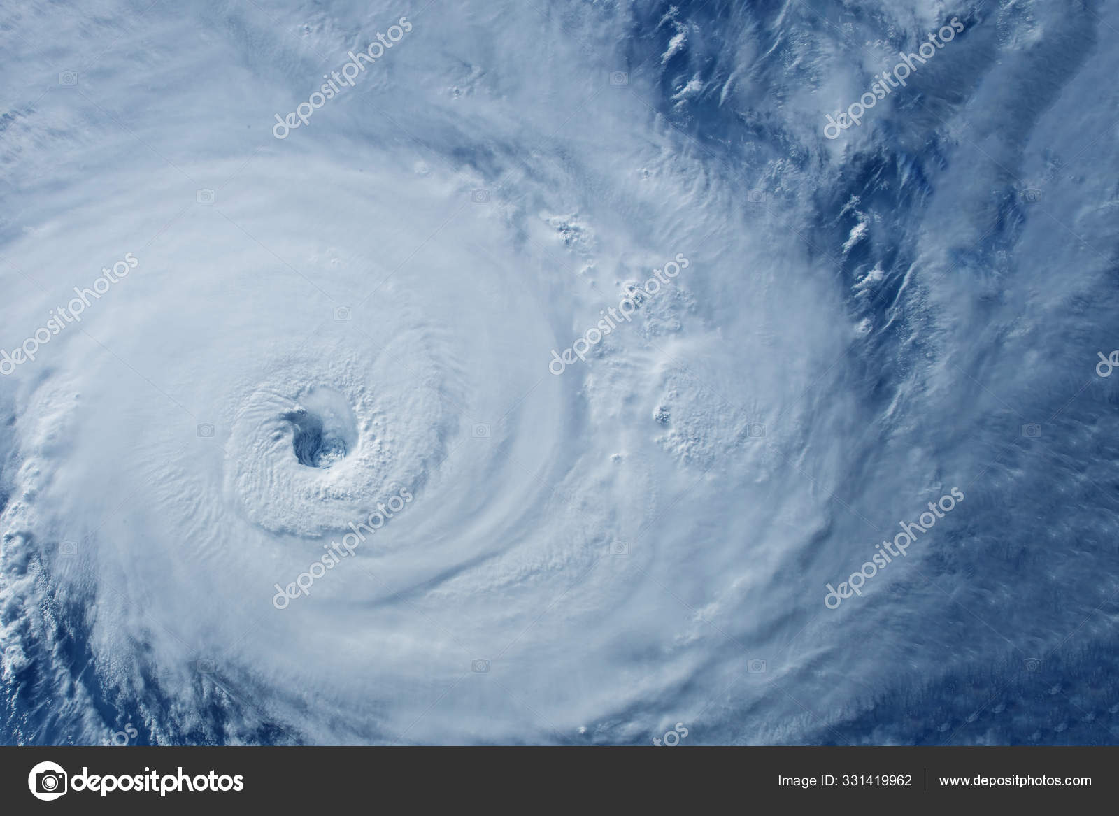 Typhoon from space near the coast. Elements of this image were ...