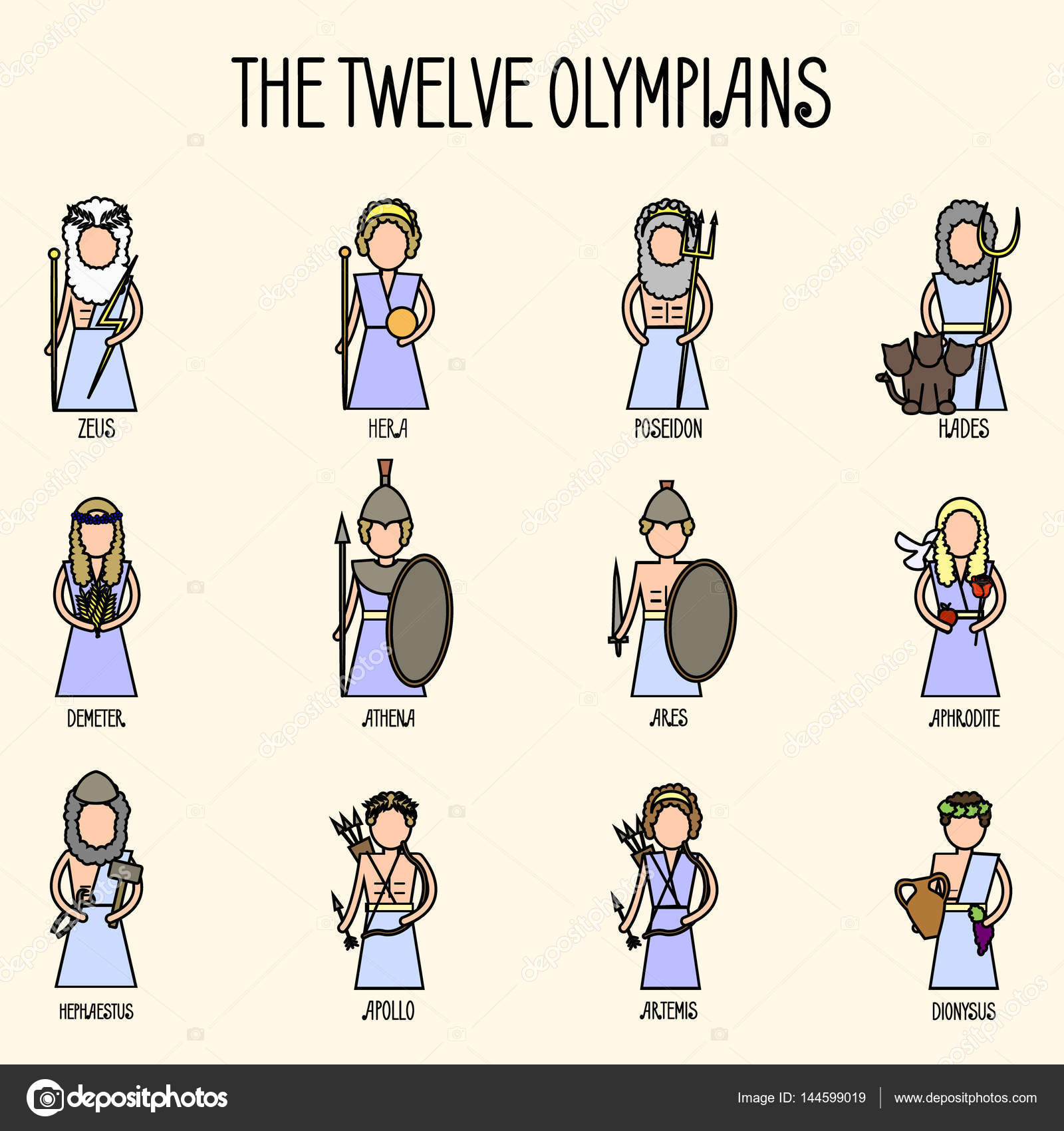 The Twelve Olympians icons set Stock Vector Image by ©VMK_architect ...