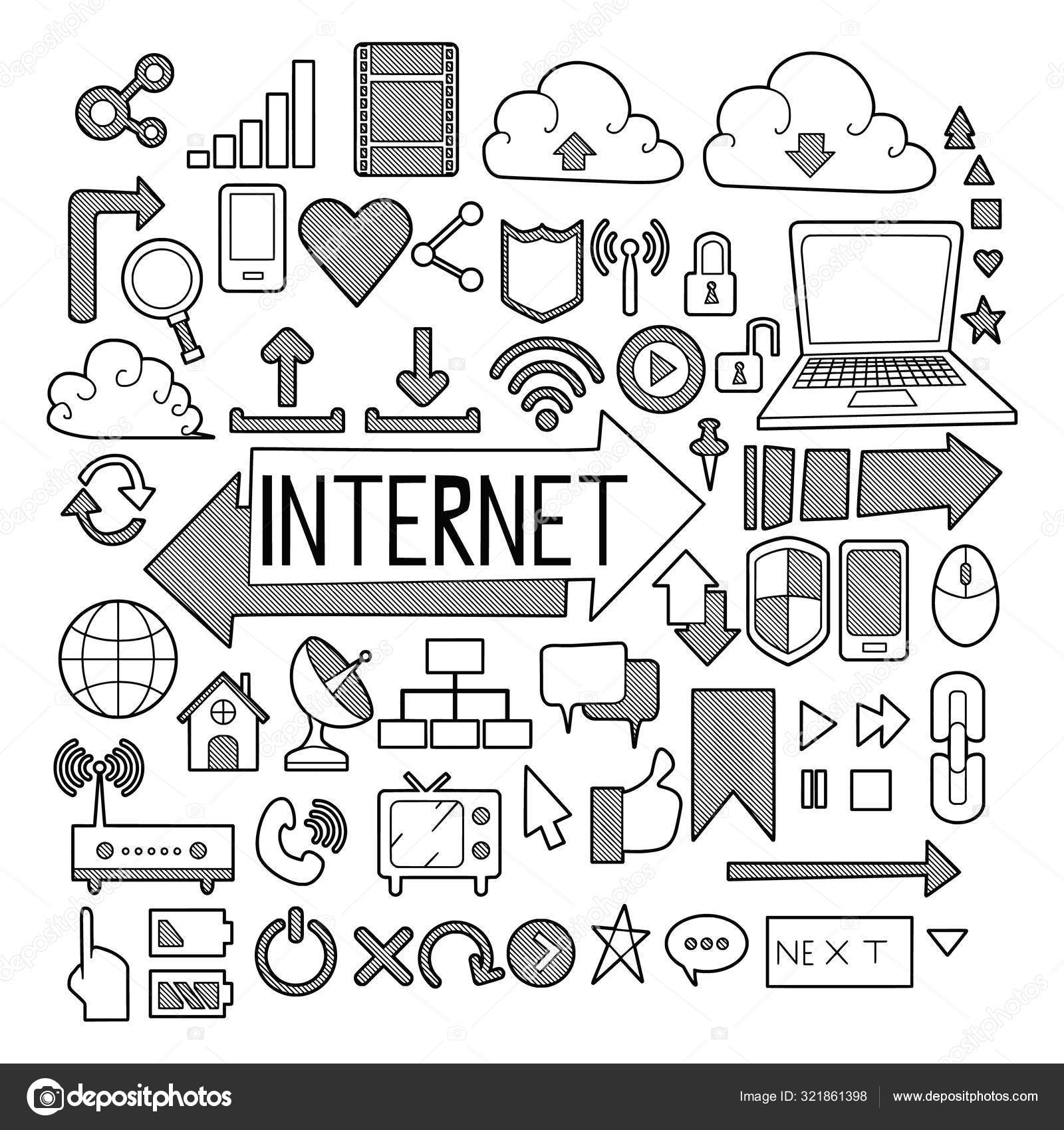 Internet doodle sketch vector ink eps10 Stock Vector Image by ©veekicl ...