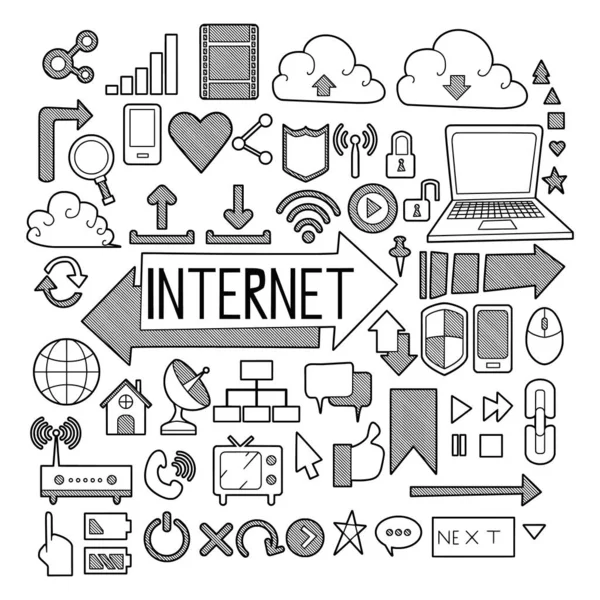 Set of Media doodle vector. Creative colour art hand draw illust Stock Vector Image by ©veekicl ...