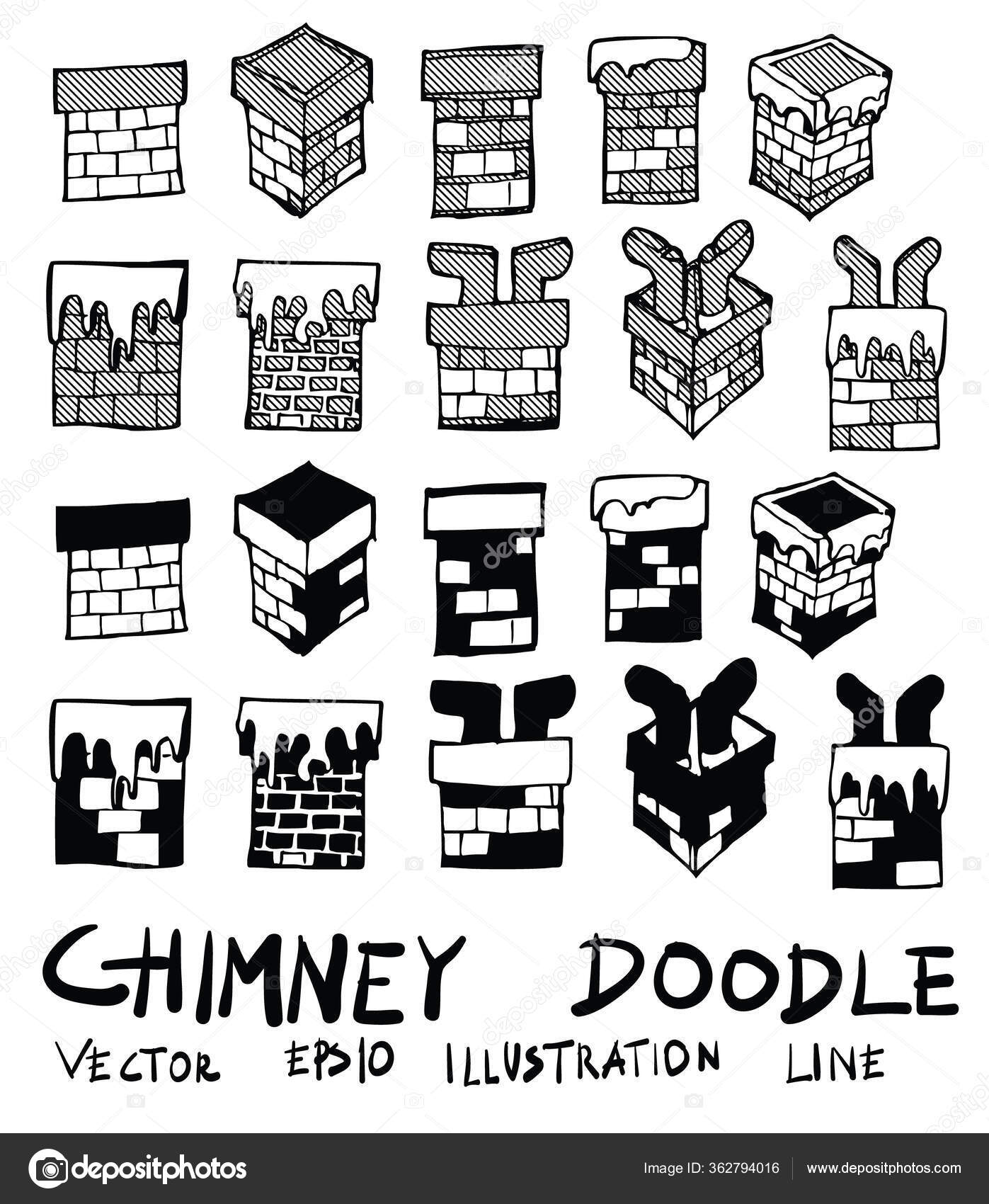 Hand Drawn Chimney Isolated Vector Sketch Black White Background ...