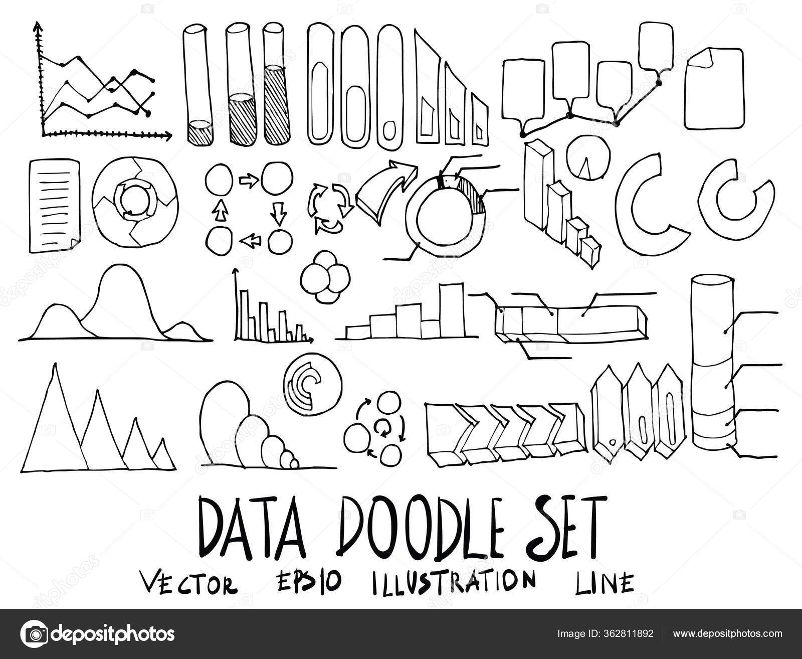 Set Data Illustration Hand Drawn Doodle Sketch Line Vector Stock Vector ...