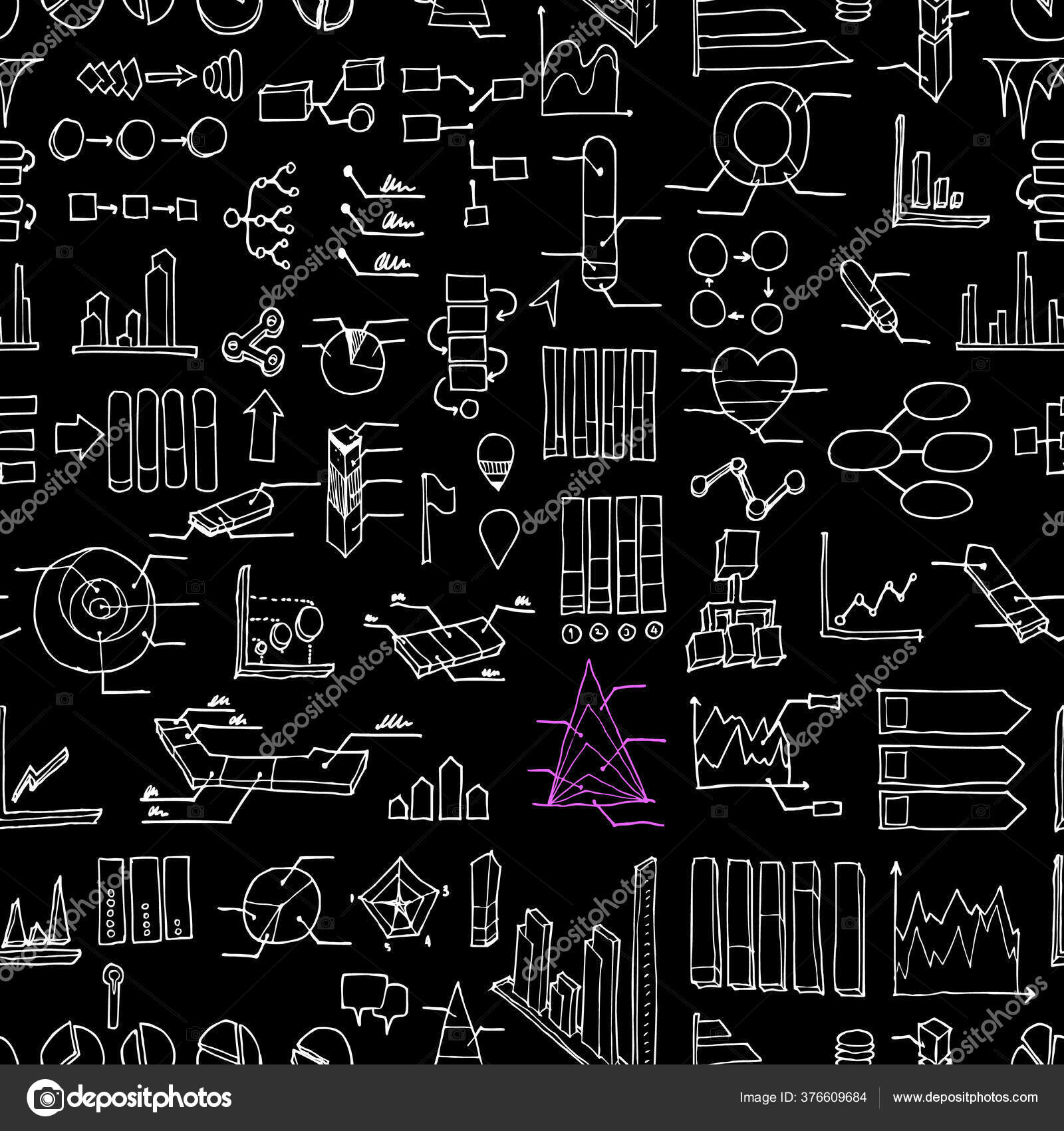 Data Doodle Background Seamless Pattern Drawing Illustration Hand Drawn ...