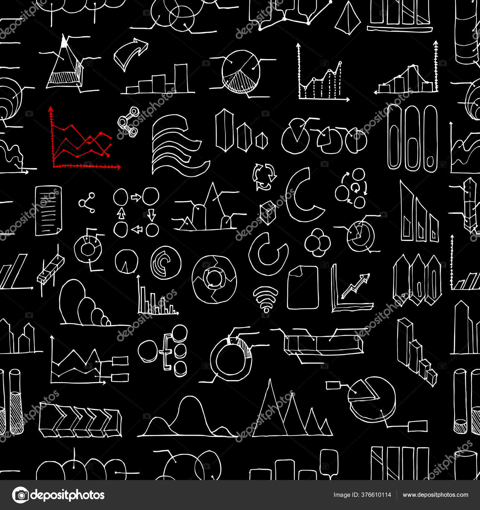 Data Doodle Background Seamless Pattern Drawing Illustration Hand Drawn ...