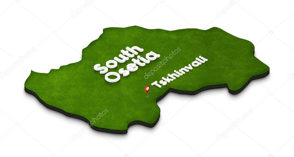 Mapa de Osetia del Sur. Ilustración de perspectiva isométrica 3D. 2023