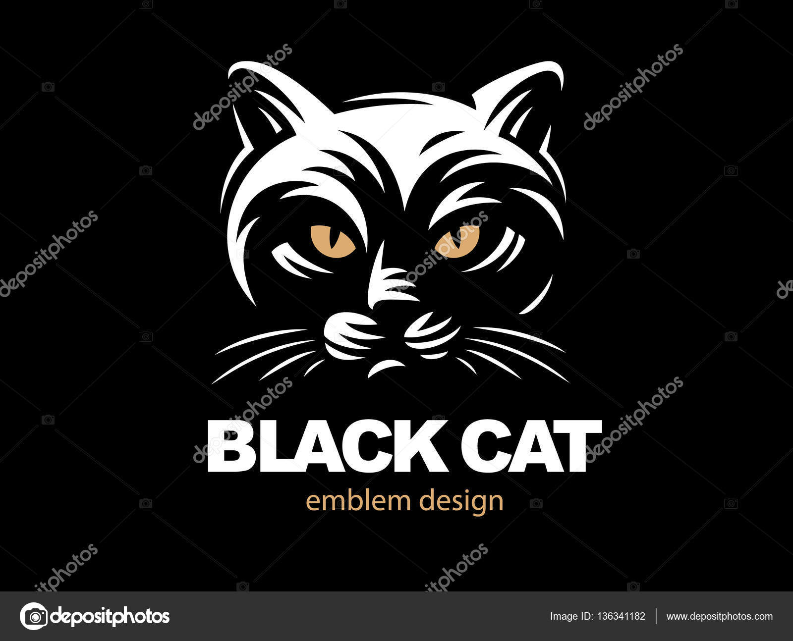 Black cat face logo - vector illustration Stock Vector Image by ...