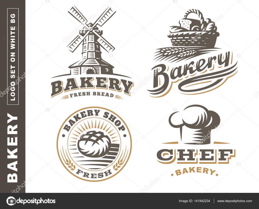 Set bread logo - vector illustration. Bakery emblem on white background ...