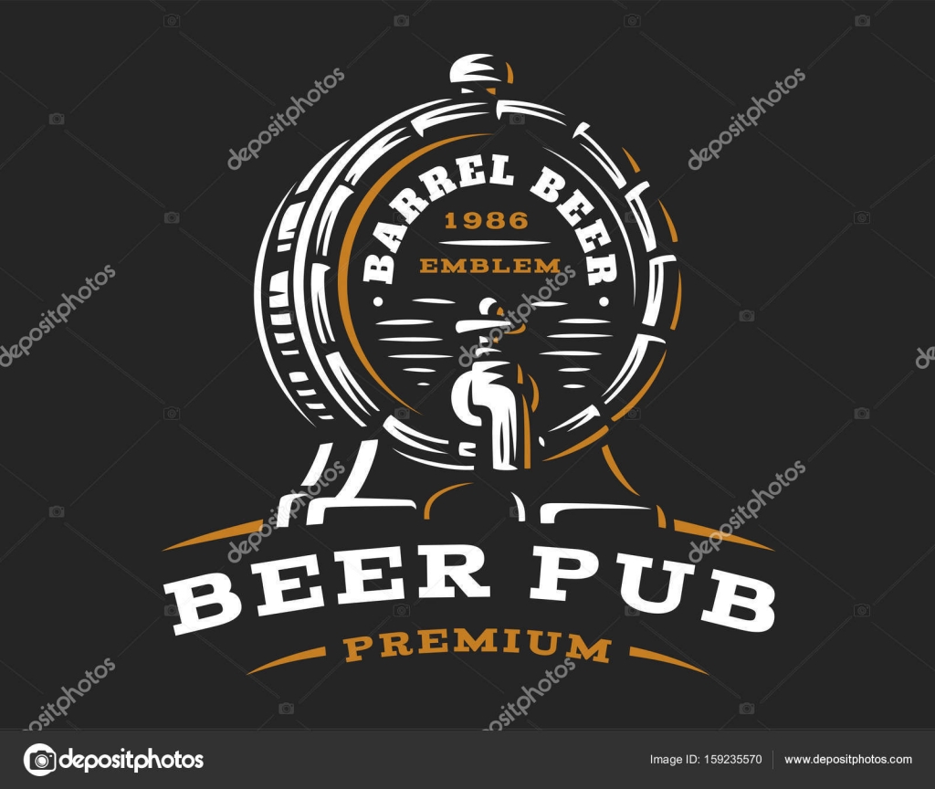 Wooden beer barrel logo - vector illustration, brewery design Stock ...
