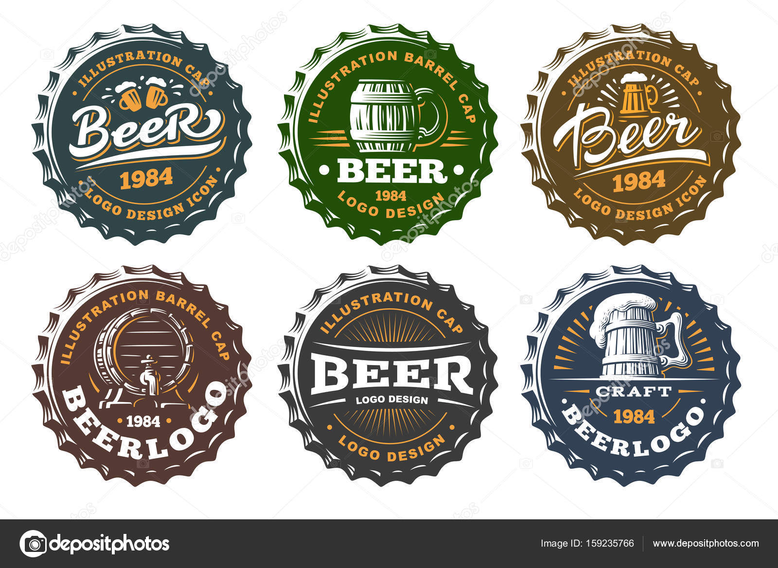Set beer logo - vector illustration, emblem brewery design Stock Vector ...