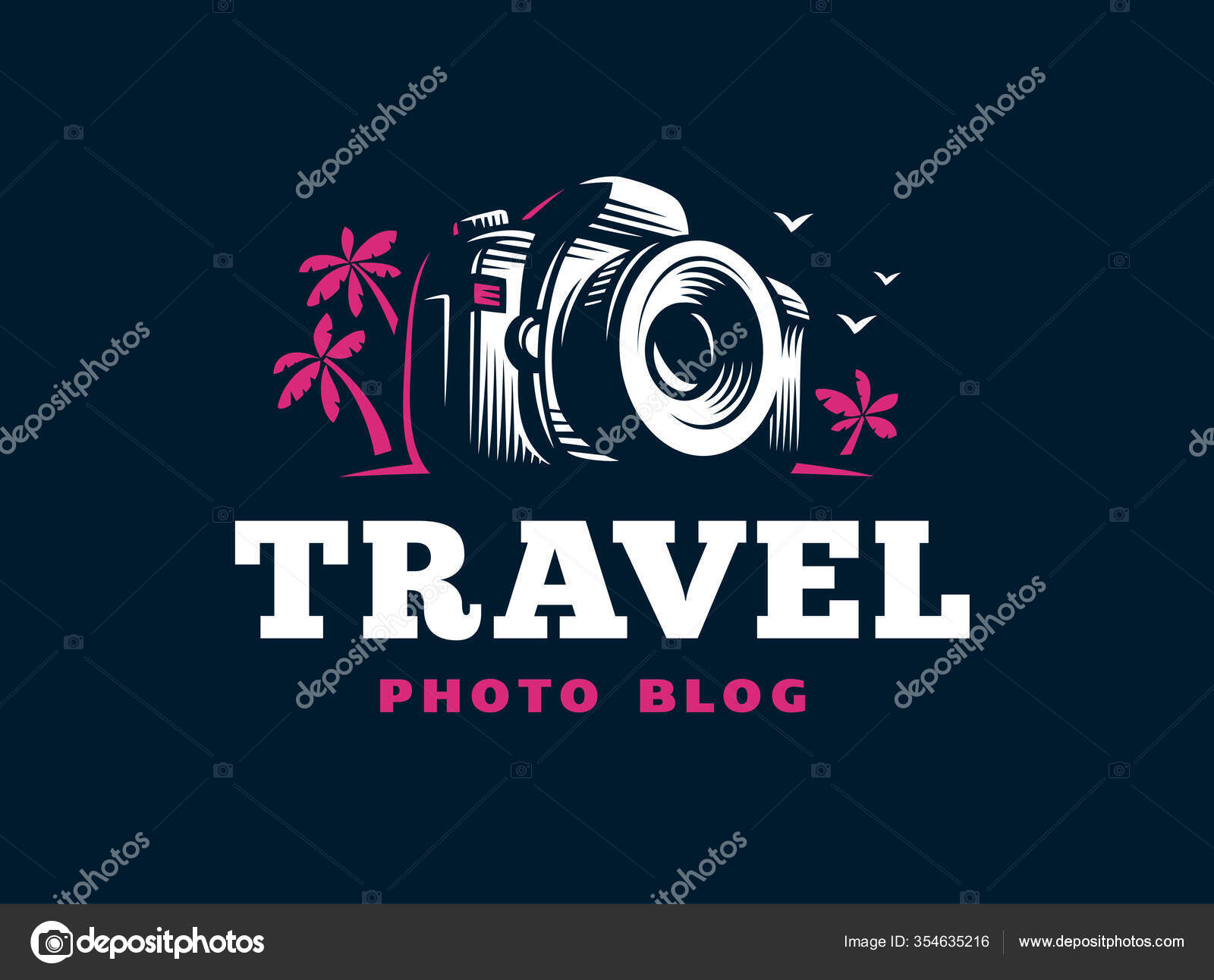 Digital camera - vector illustrations. Emblem on black background Stock ...