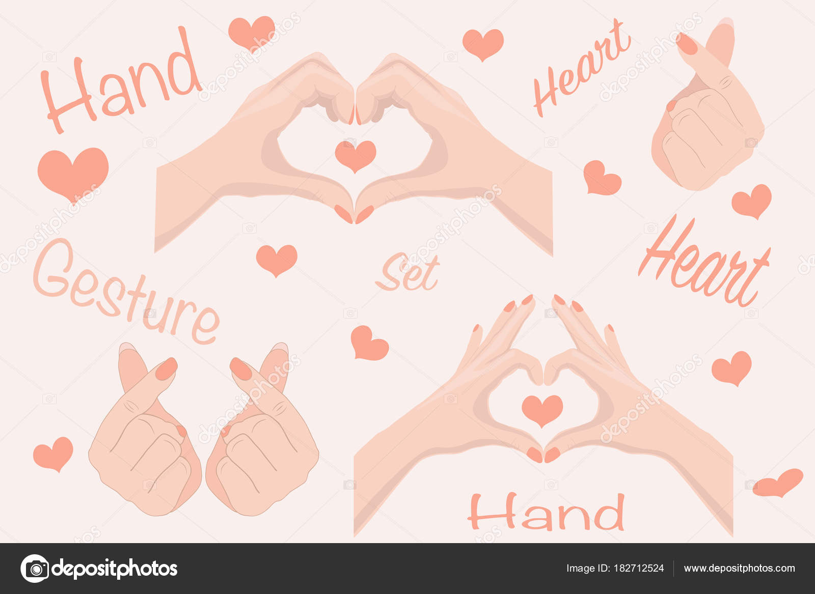 Heart Hand Gesture Sign Valentine's Day Greeting Card Vector ...