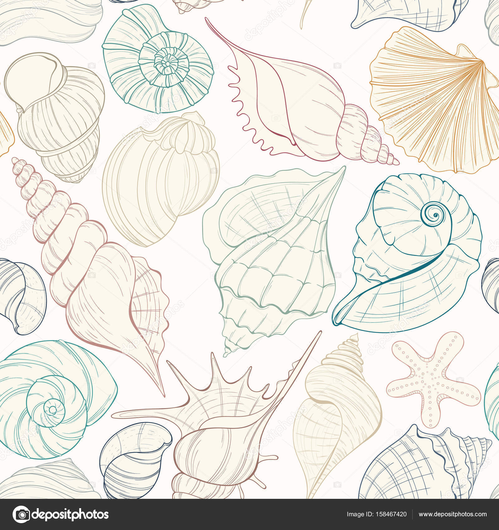 Seashell seamless pattern Stock Vector by ©mespilia 158467420