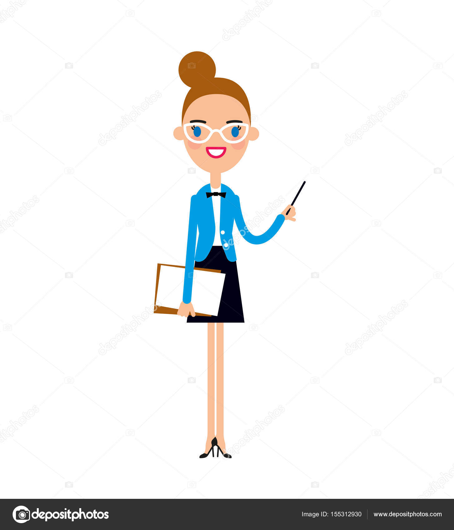 Personagem de desenho animado de mulher professora. Ilustração vetorial ...