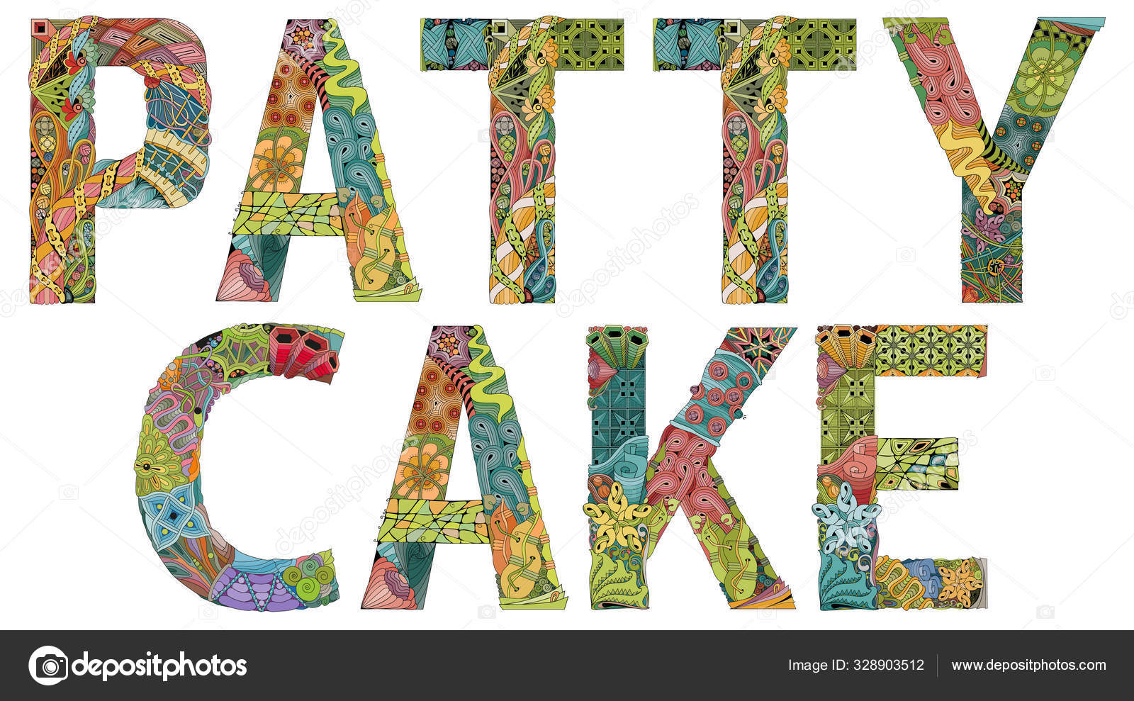 Words PATTY CAKE. Vector zentangle object for decoration — Stock Vector ...