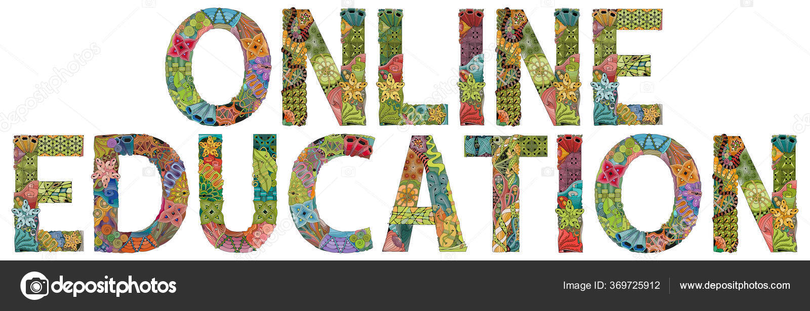 Hand Painted Art Design Hand Drawn Illustration Word Online Education ...