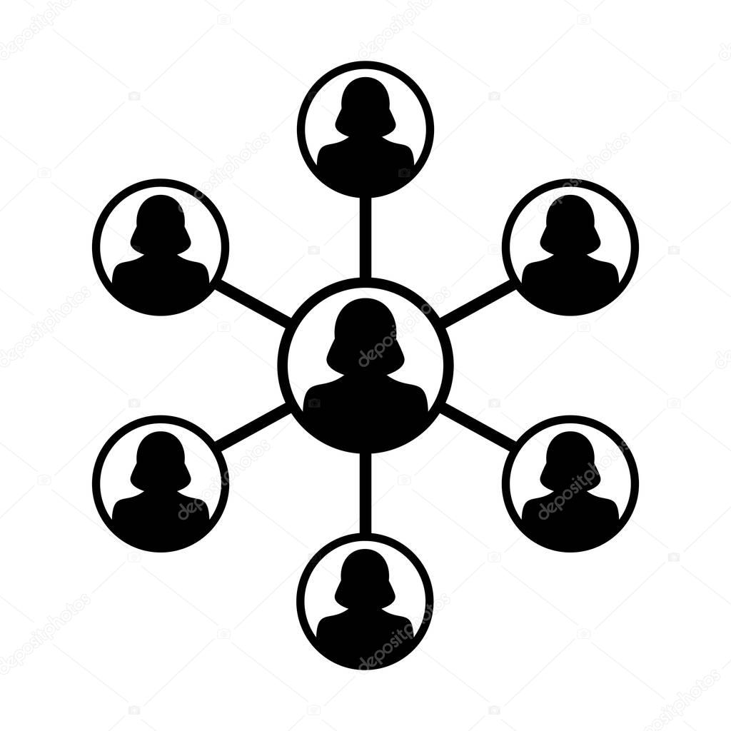 Network Icon Vector Female Group of People Connected Glyph Pictogram ...