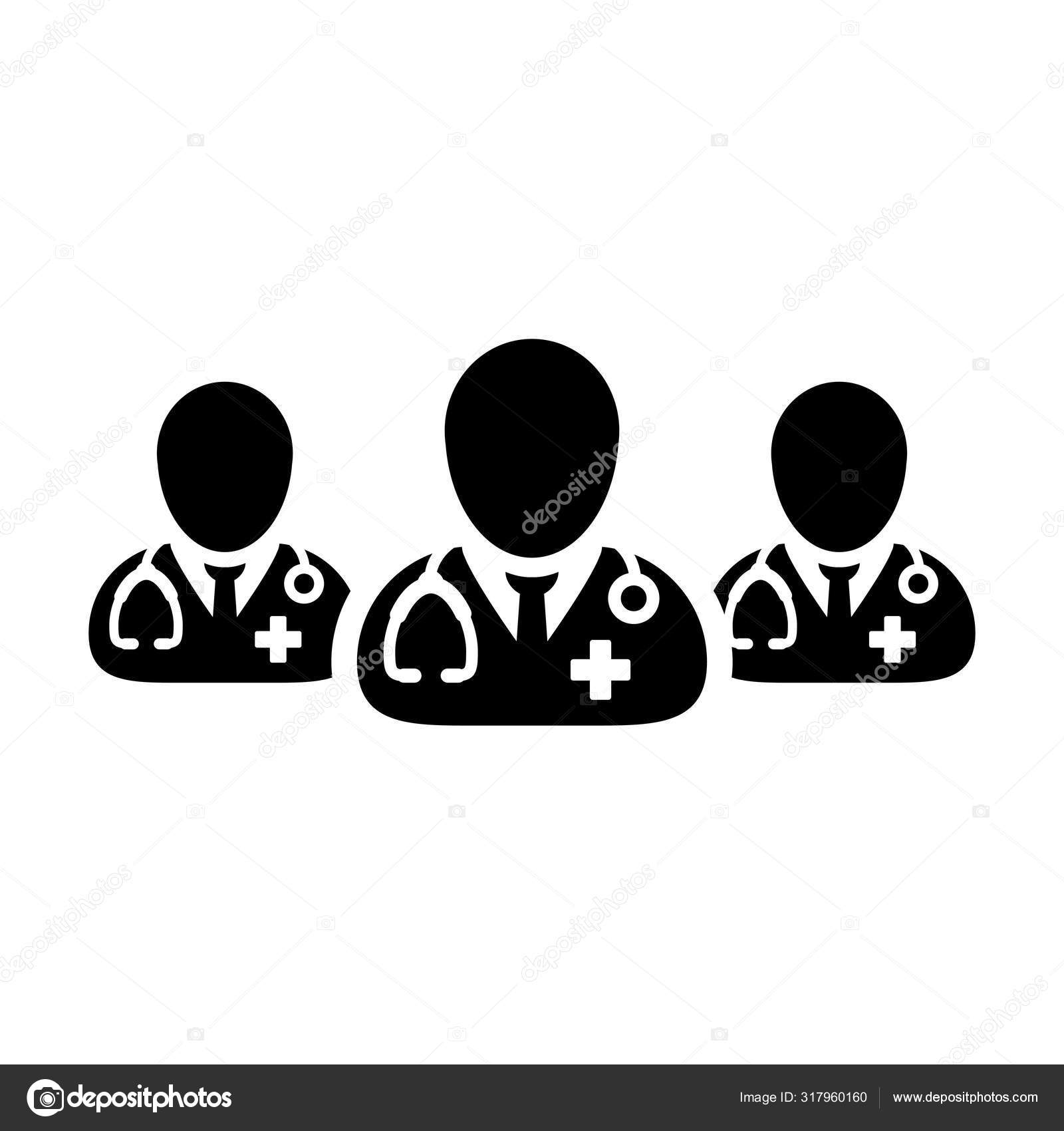 Healthcare icon vector group of male doctors person profile avatar for ...