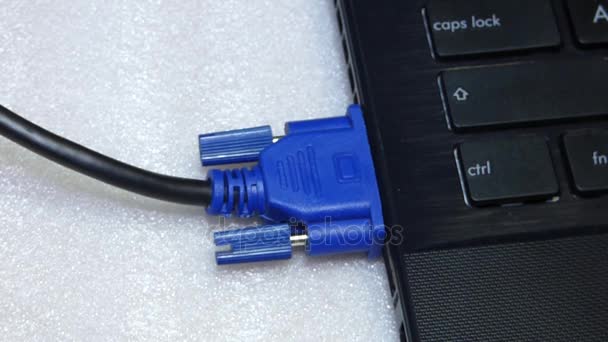 VGA cable connection to laptop, close up view — Stock Video © teleseven ...