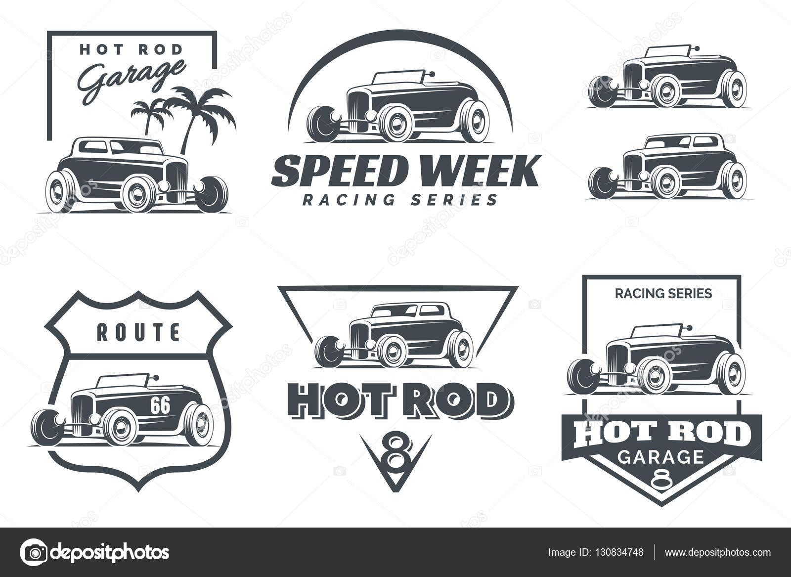 Set of Hot Rod logo, emblems and icons. Stock Vector by ©DMaryashin ...