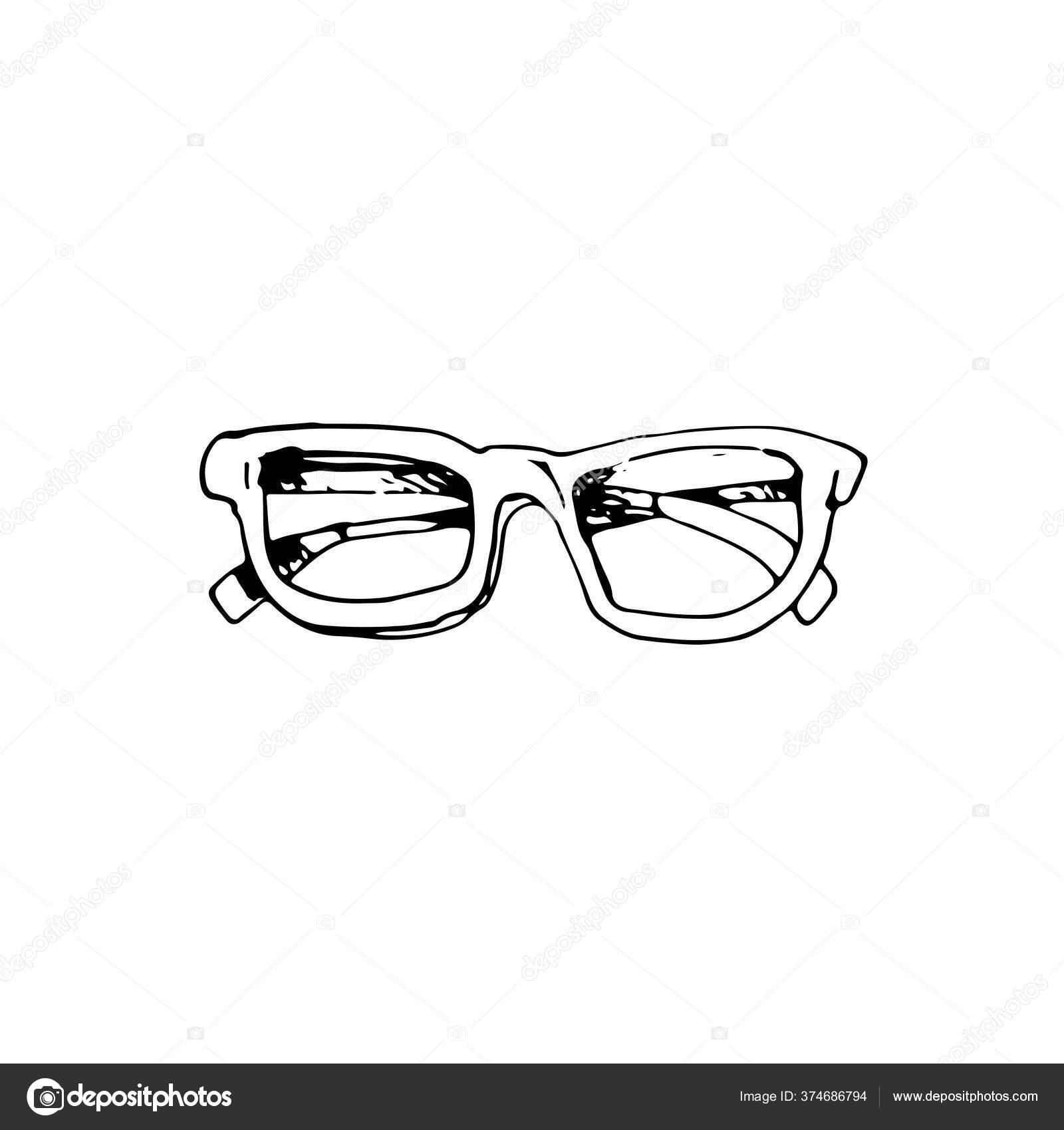 Eyeglasses Spectacles Black White Glasses Hand Drawn Inking Doodle ...