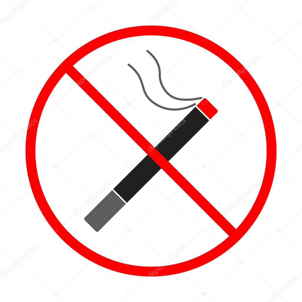 No hay señal de humo y símbolo. Icono prohibido fumar. Ilustración ...