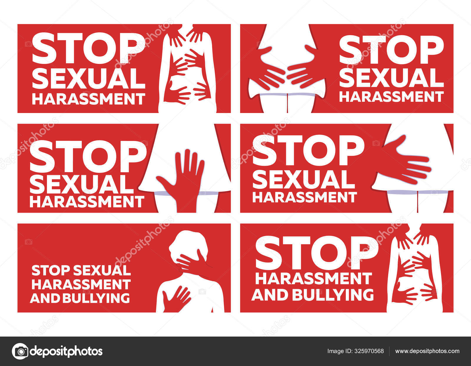 Stop Sexual Harassment and Bulling Banner on Red Background. Gender ...