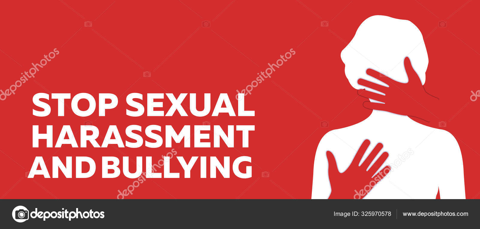 Stop Sexual Harassment And Bulling Banner On Red Background Gender Equality Label And Logo