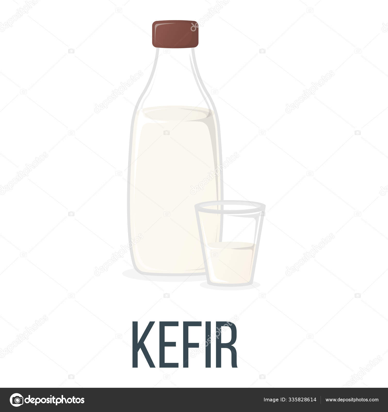Kefir. Healthy Food Style, Concept Icon and Label. Natural Probiotics ...