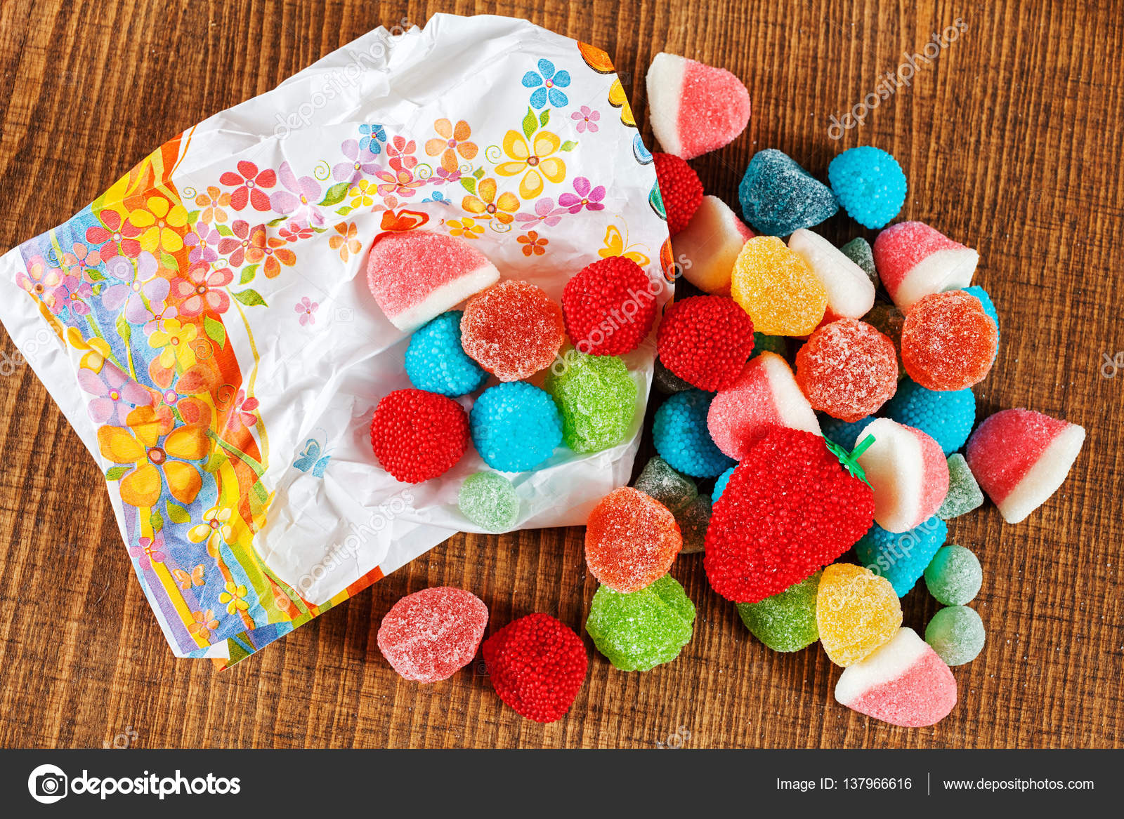 Colorful Sweets Paper Bags Note Shallow Depth Field — Stock Photo ...