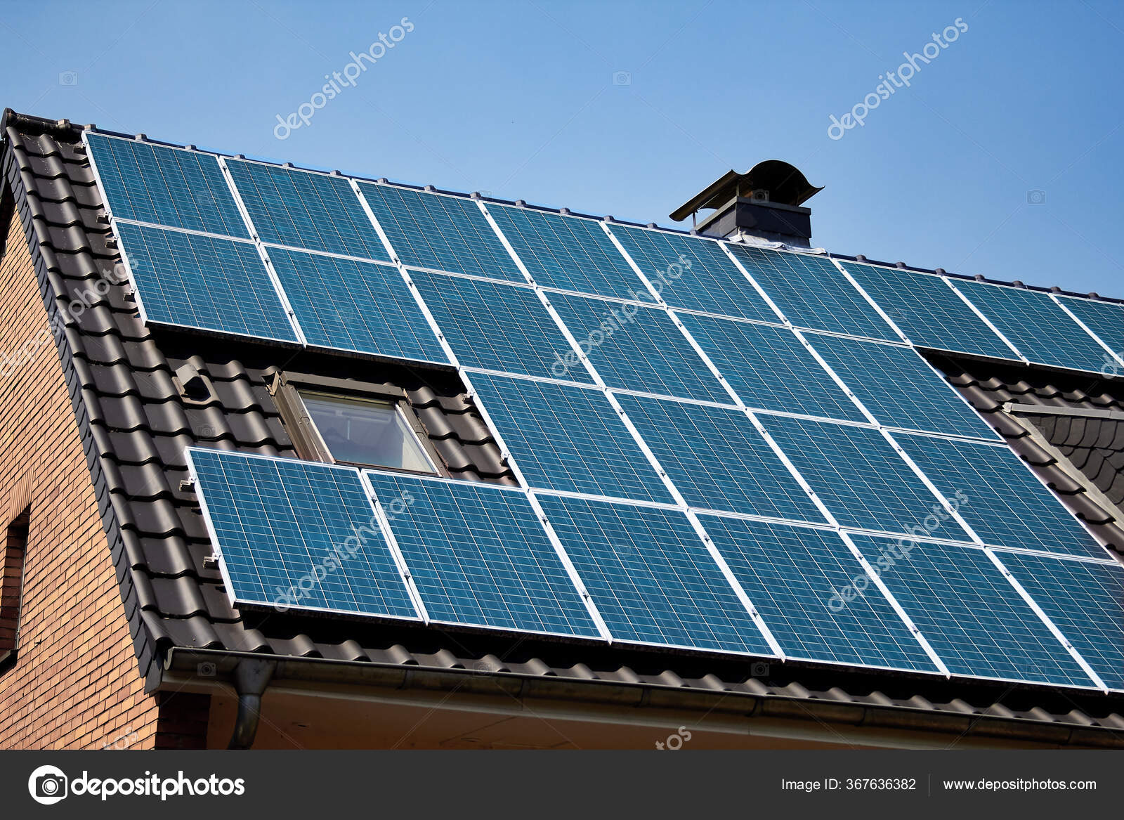 Part Installed Rooftop Sun Panel System Roof Surface Covered Sun Stock ...