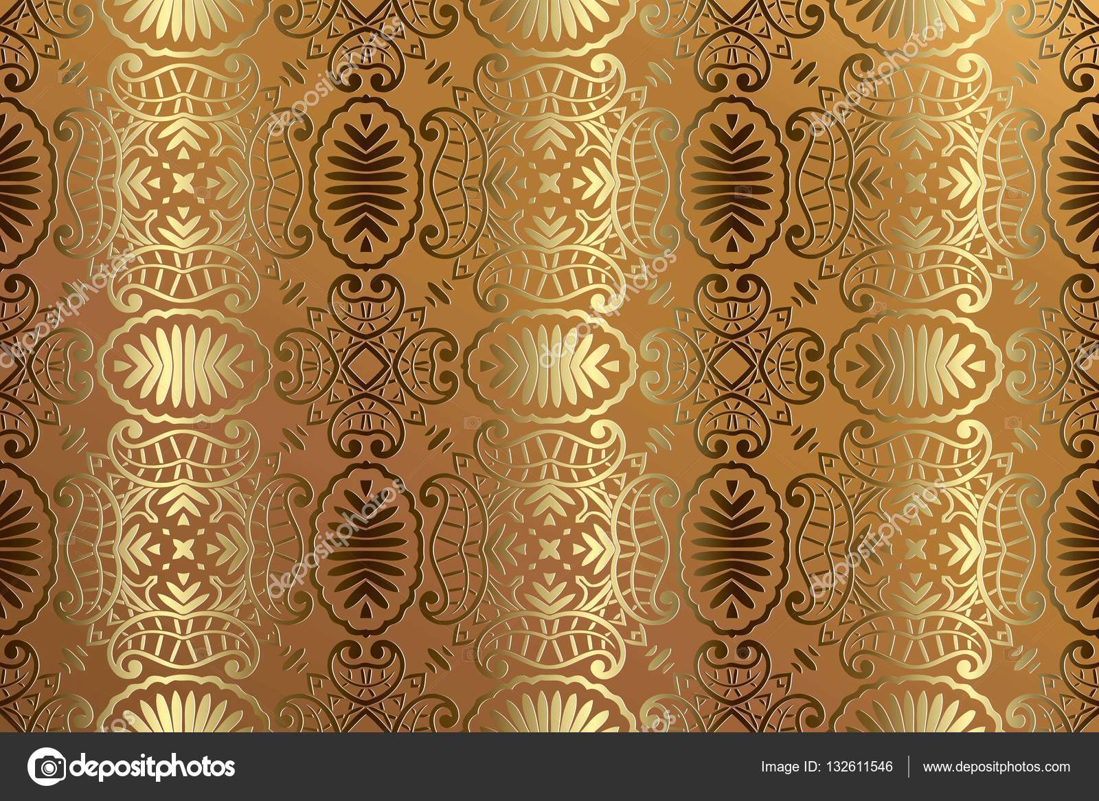 Vintage Embossed Gold Wallpaper Stylish Baroque Deep Embossed