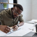 Professional Cheerful African American Architect Working Business ...