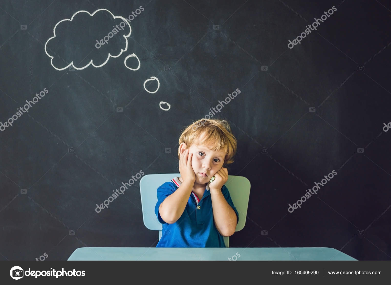 Cute little boy thinking deeply about something Stock Photo by ...