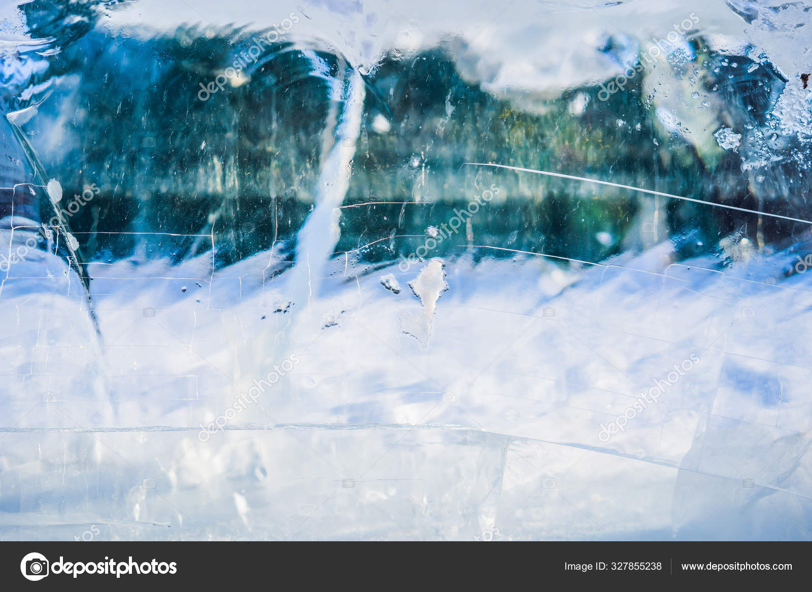 Blue ice surface with scratches. Abstract background of ice structure ...