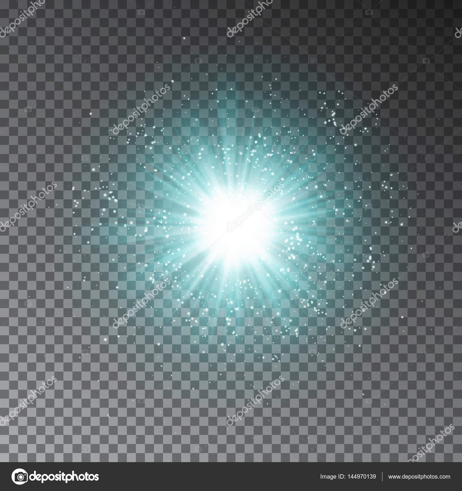 Blue explode effect. Glowing transparent light glitter effect isolated ...