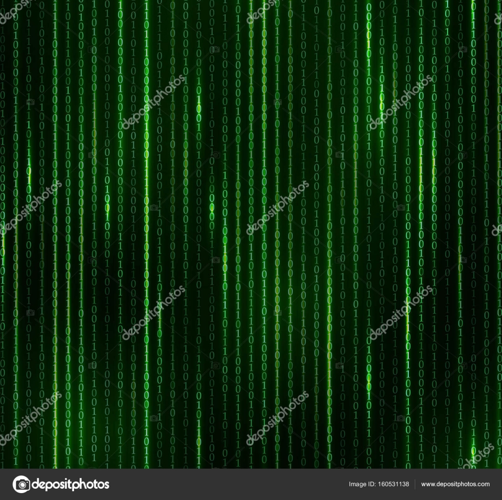 Yeşil matris arka plan. 1, 0 veri algoritma. Internet kodlama ve ...