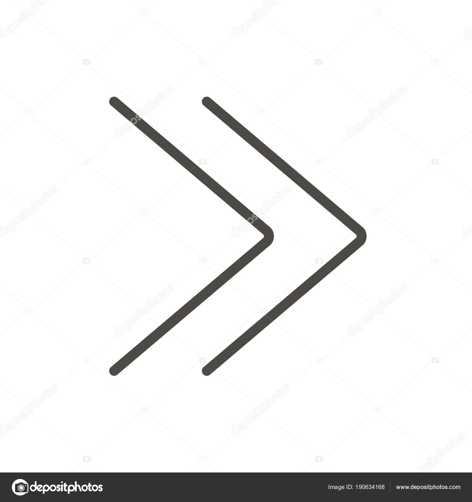 Double chevrons icon vector. Fast forward, next, skip line symbo ...