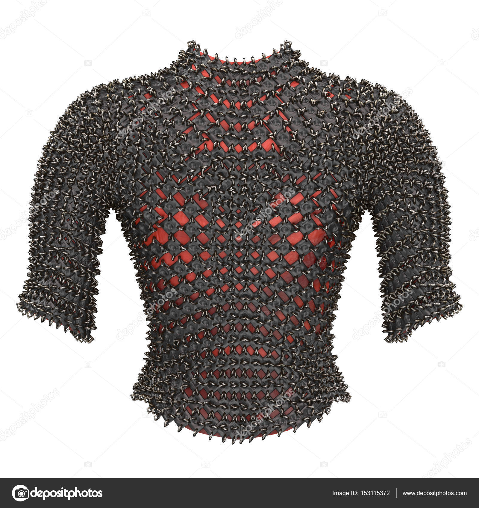 Iron chain armor on isolated white background, 3d illustration Stock ...