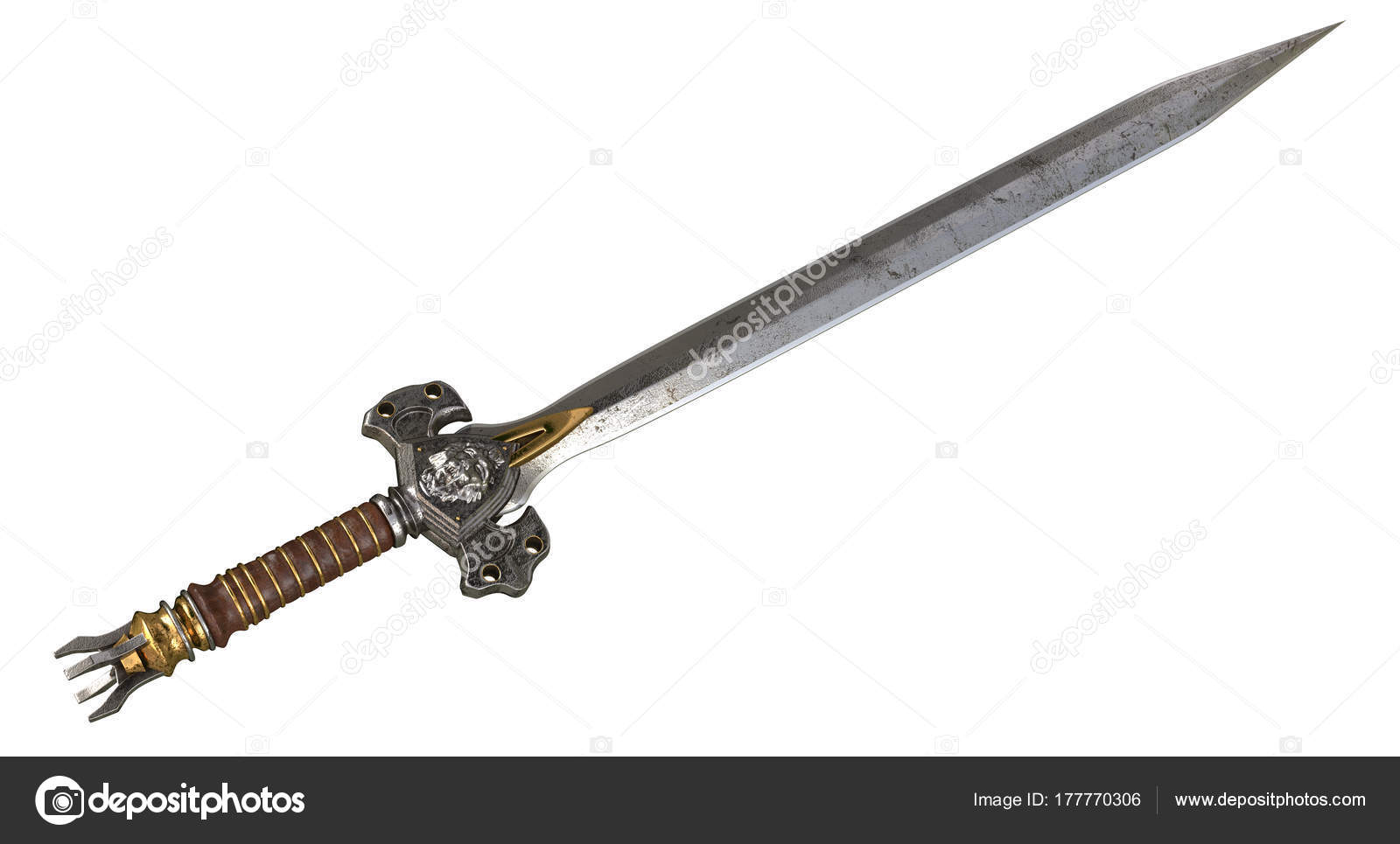 Lion Sword on a white background. 3d illustration Stock Photo by ©Pit3d ...