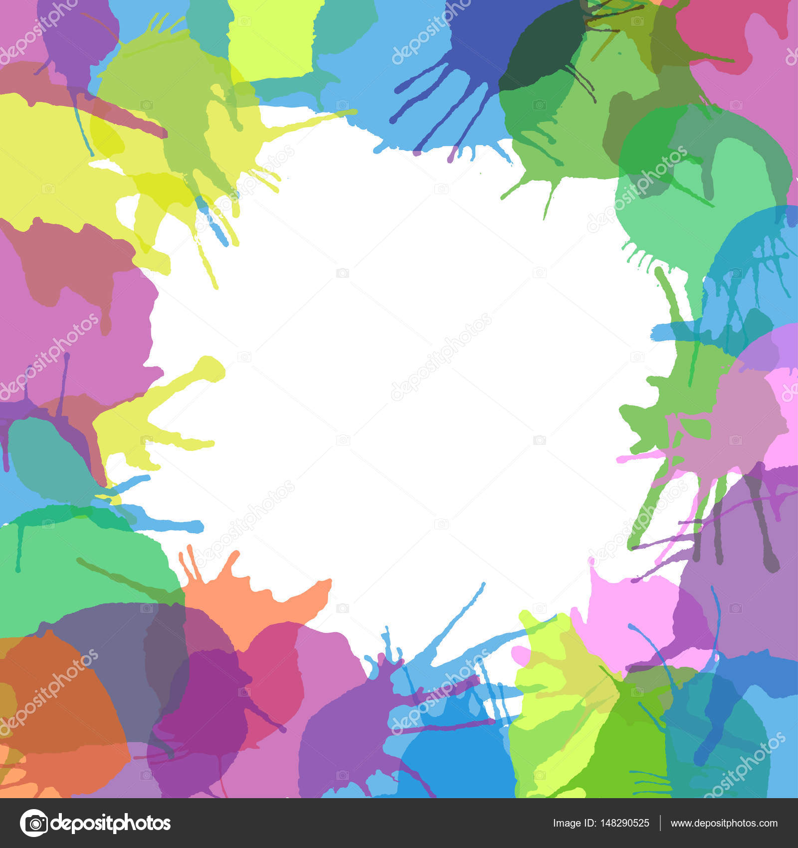 Frame With Color Blobs, Isolated On White Background, Vector ...