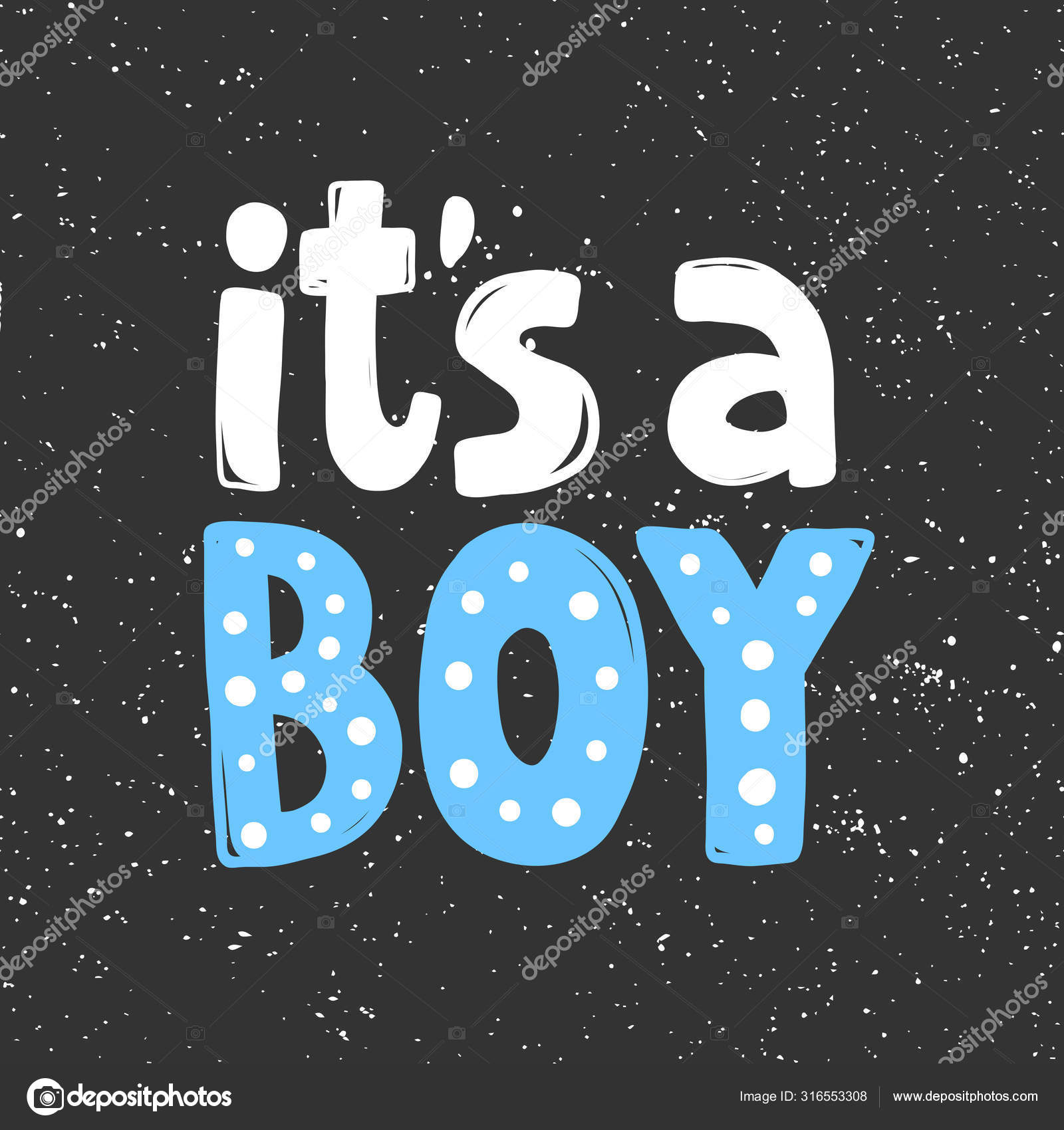 It is a boy. Sticker for social media content. Vector hand drawn ...