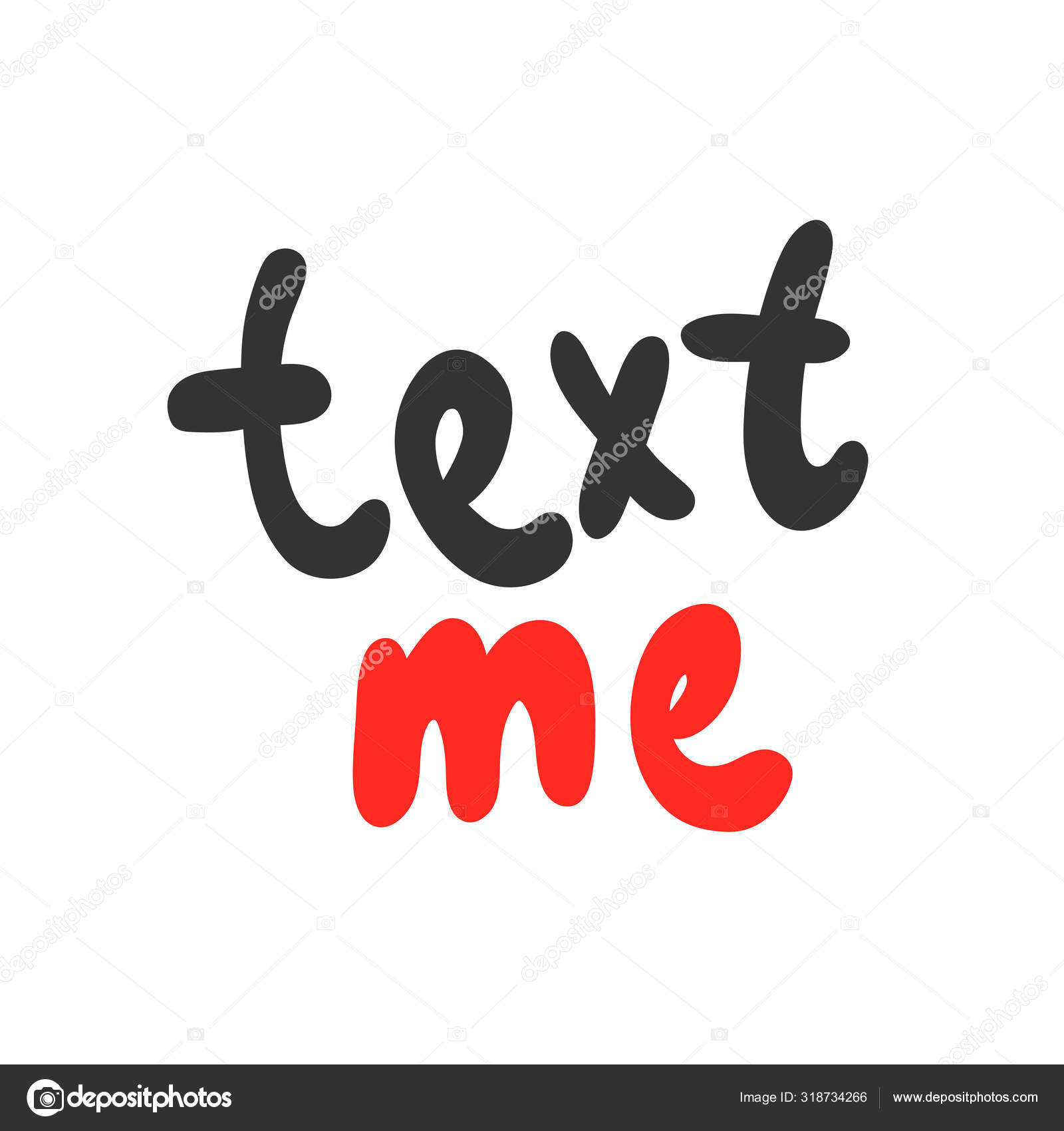 Text me. Sticker for social media content. Vector hand drawn ...
