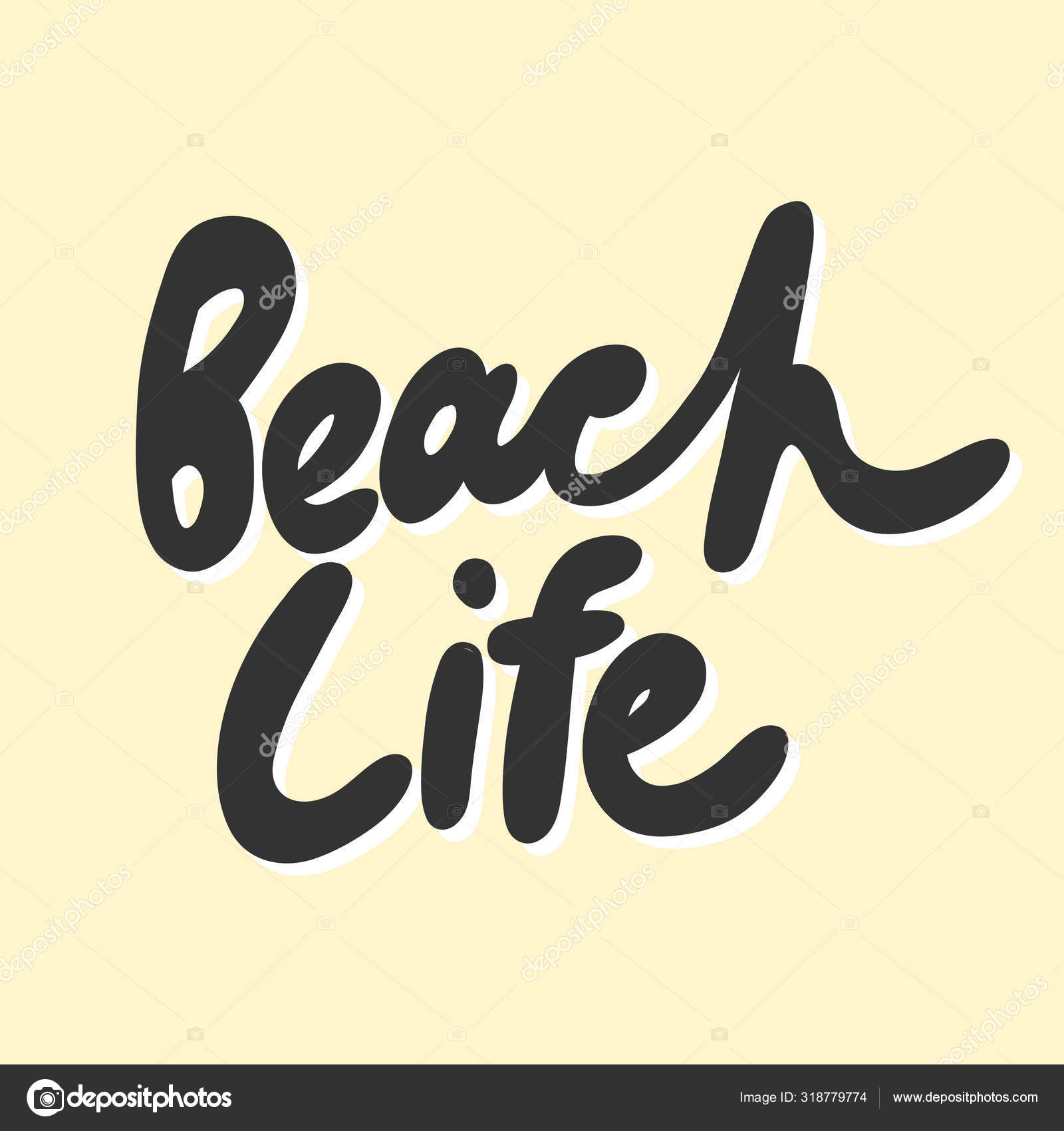 Beach life. Sticker for social media content. Vector hand drawn ...