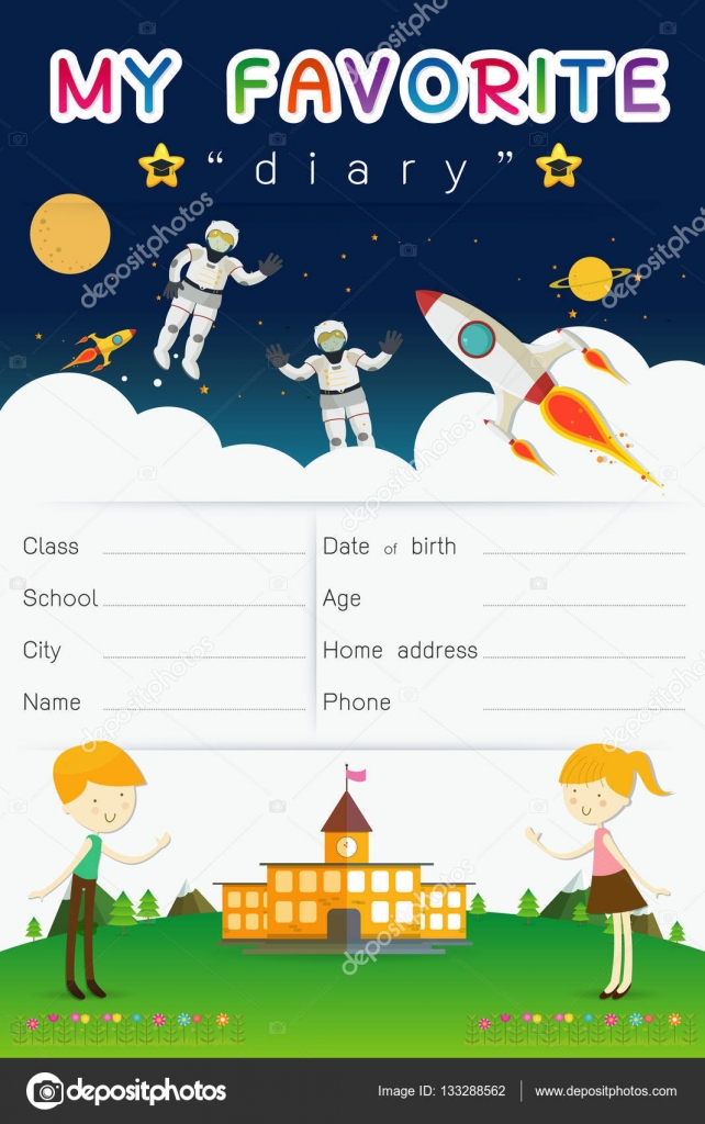 Diary of student Stock Vector by ©es7sense 133288562