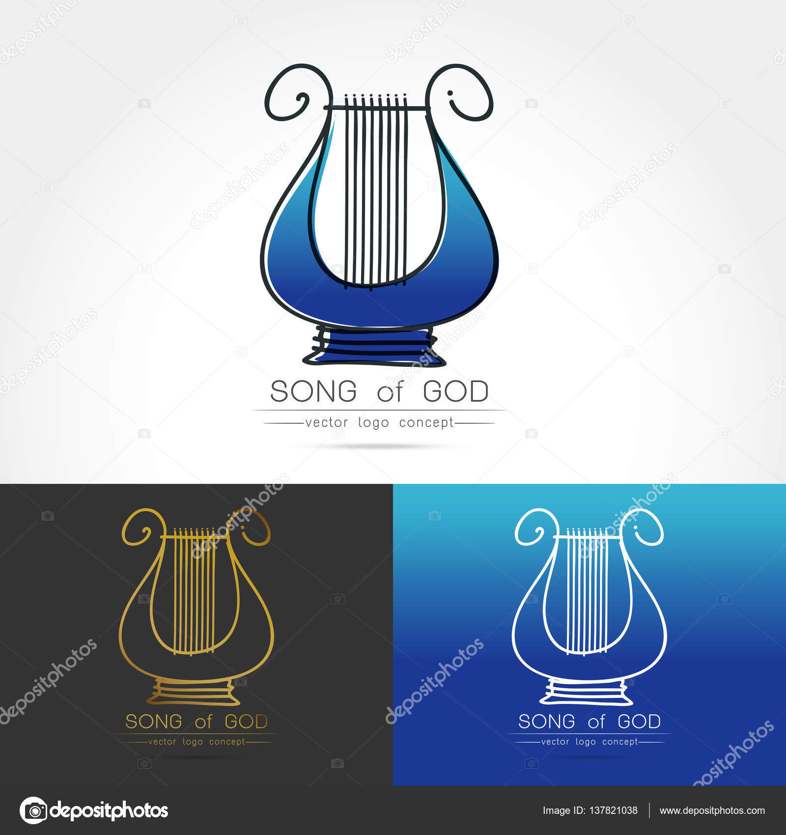 Stylized image of lyre logo — Stock Vector © es7sense #137821038