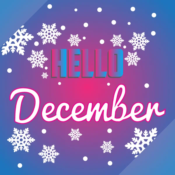 Hello December snowflakes and lettering composition flyer or ban ...
