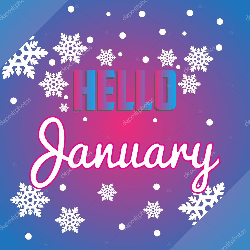 Hello December snowflakes and lettering composition flyer or ban ...