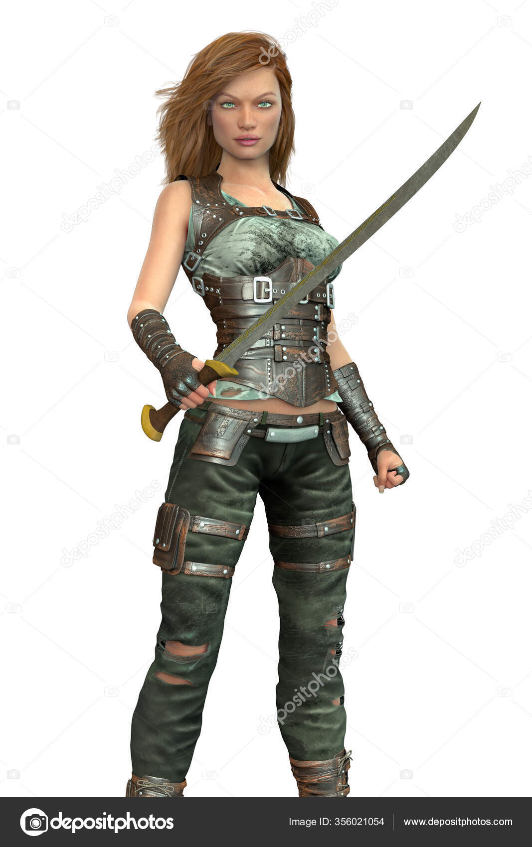 Woman Urban Fantasy Style Warrior Character Holding Blade Ideal