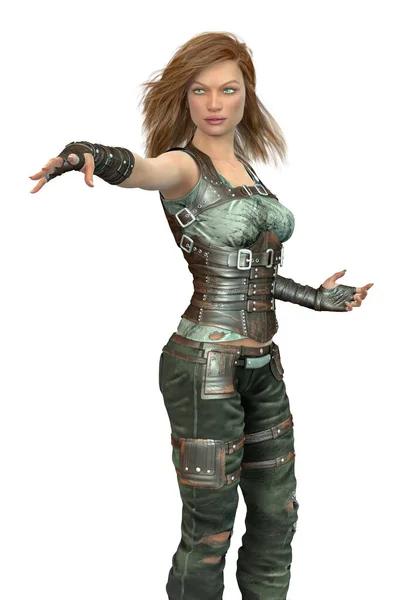 Beautiful Strong Assertive Woman Fantasy Style Warrior Pose Ready ...