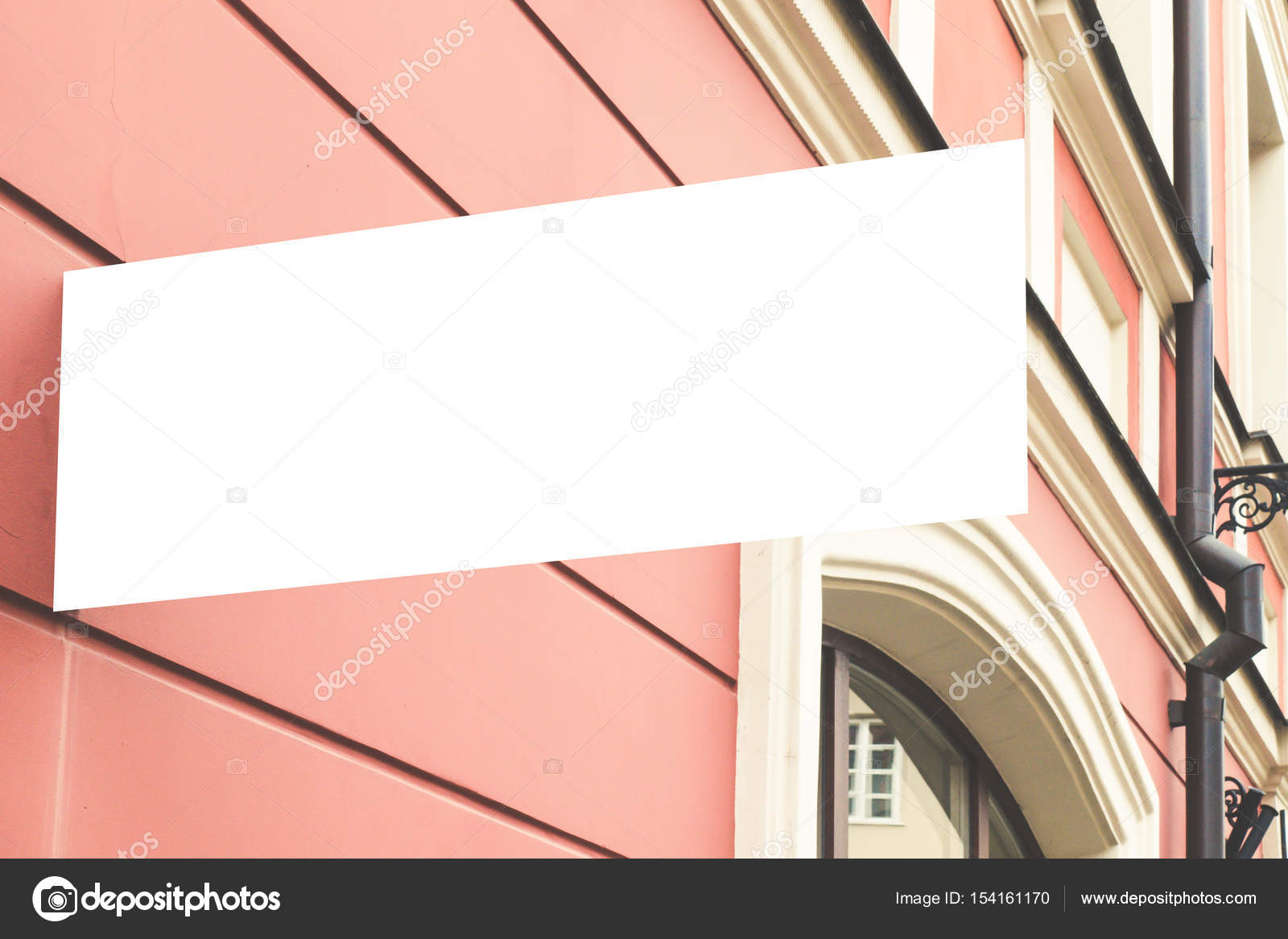Blank mock up signboard on the wall — Stock Photo © Vejaa #154161170